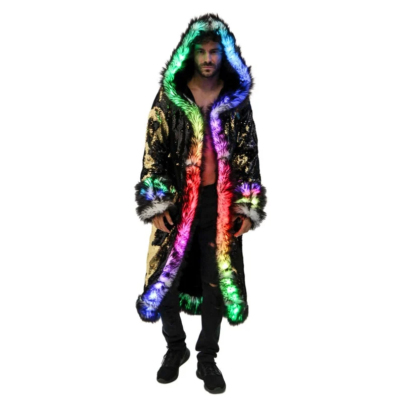New-LED-Costume-Faux-Fur-Coat-Long-Hooded-Flash-Clothes-Burning-Man ...