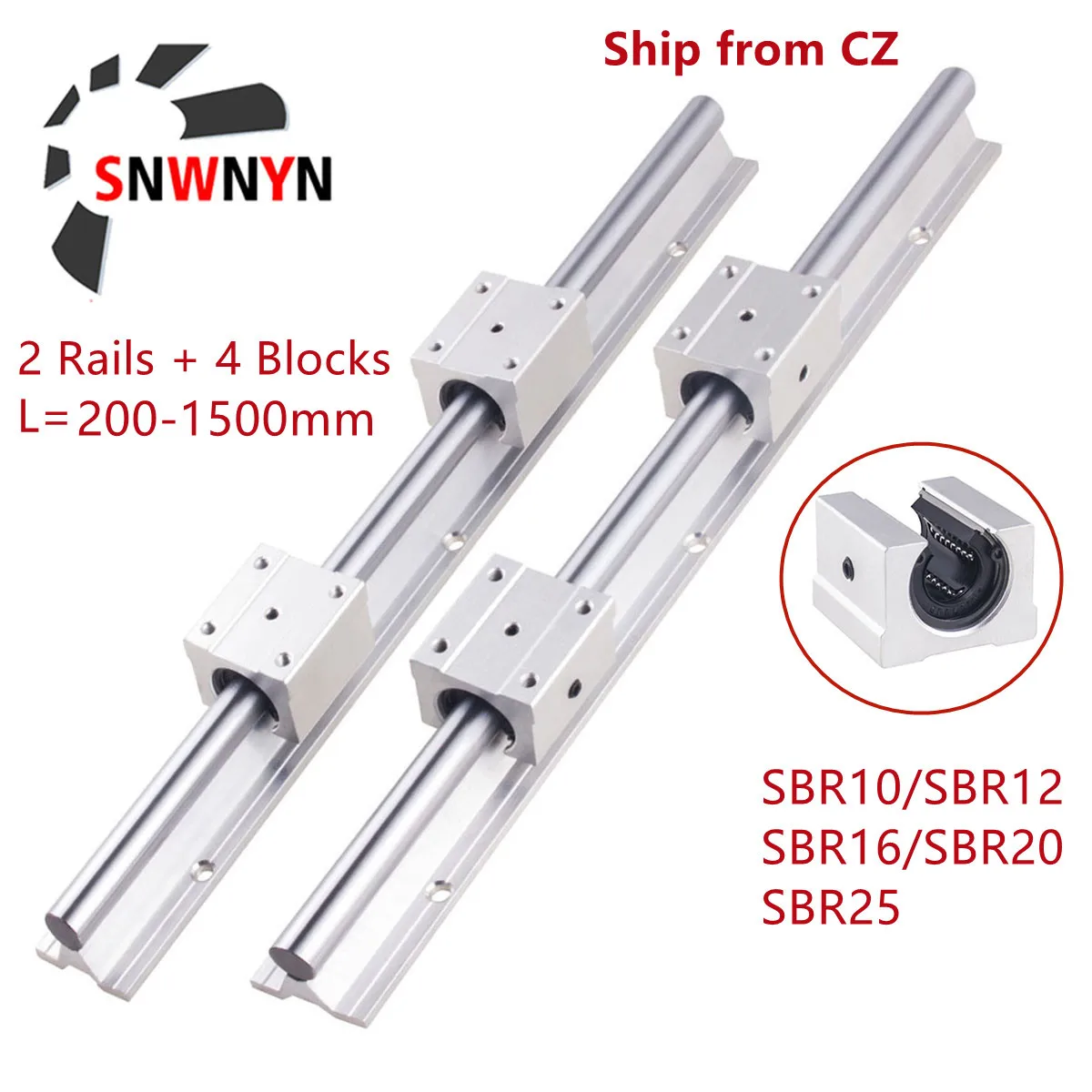 Sbr16 Linear Guide Rail Length | Sbr16luu Linear Bearing Blocks - 2 ...