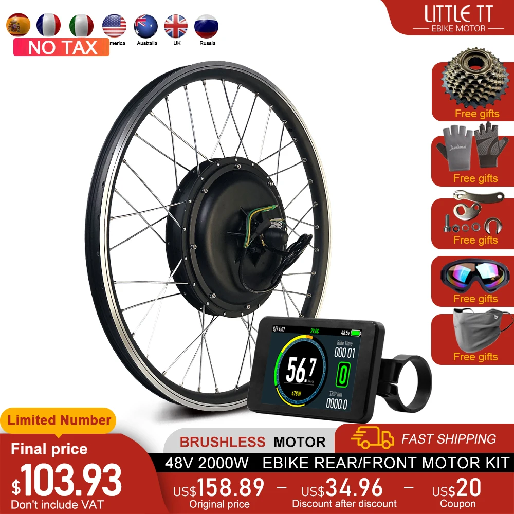 48V-2000W-Electric-Bike-Conversion-Kit-Brushless-Front-Rear-Hub-Motor ...