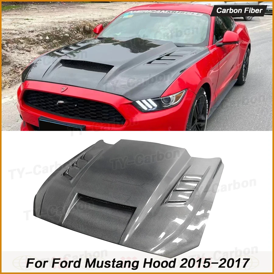 TF Style Real Carbon Fiber For Ford Mustang 2015-2017 Hood engine cover ...