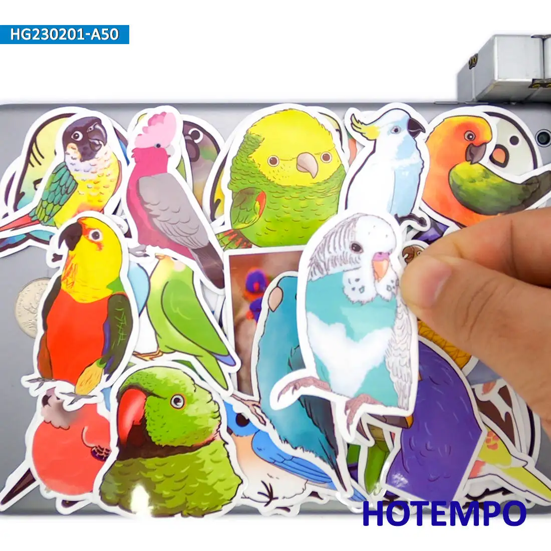 20-30-50PCS-Colorful-Parrot-Stickers-Cute-Bird-Funny-Cartoon-Animals ...