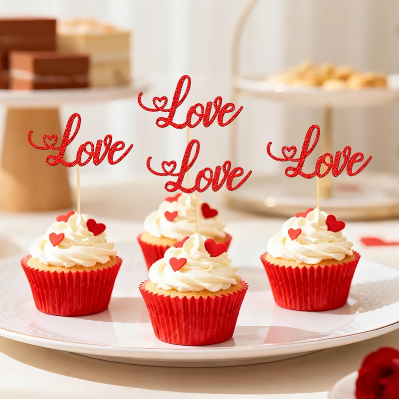 YOMDID 24 Uds. De adornos para cupcakes de amor para el Día de San ...