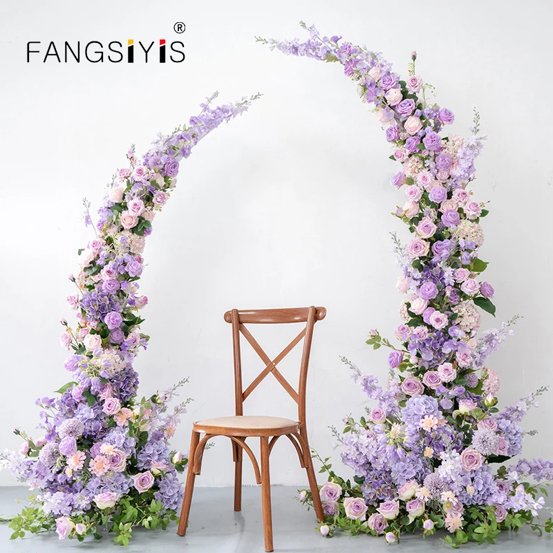 Purple-Rose-Hyacinth-5D-Flowers-Arrangement-Decor-Horn-Arch-Wedding ...