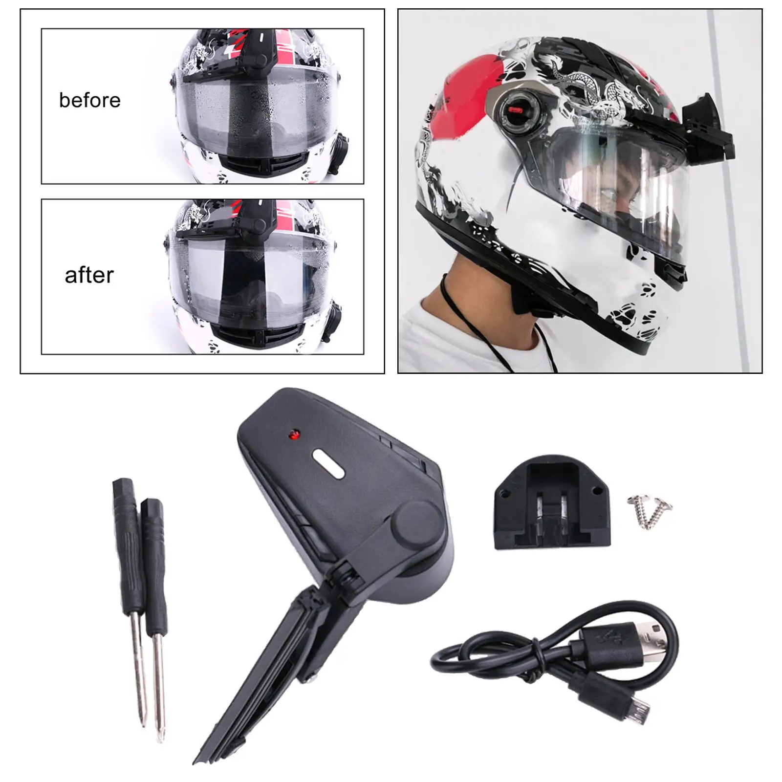 Universal Motorcycle Helmet Wiper Durable Electric Car Flexible ...