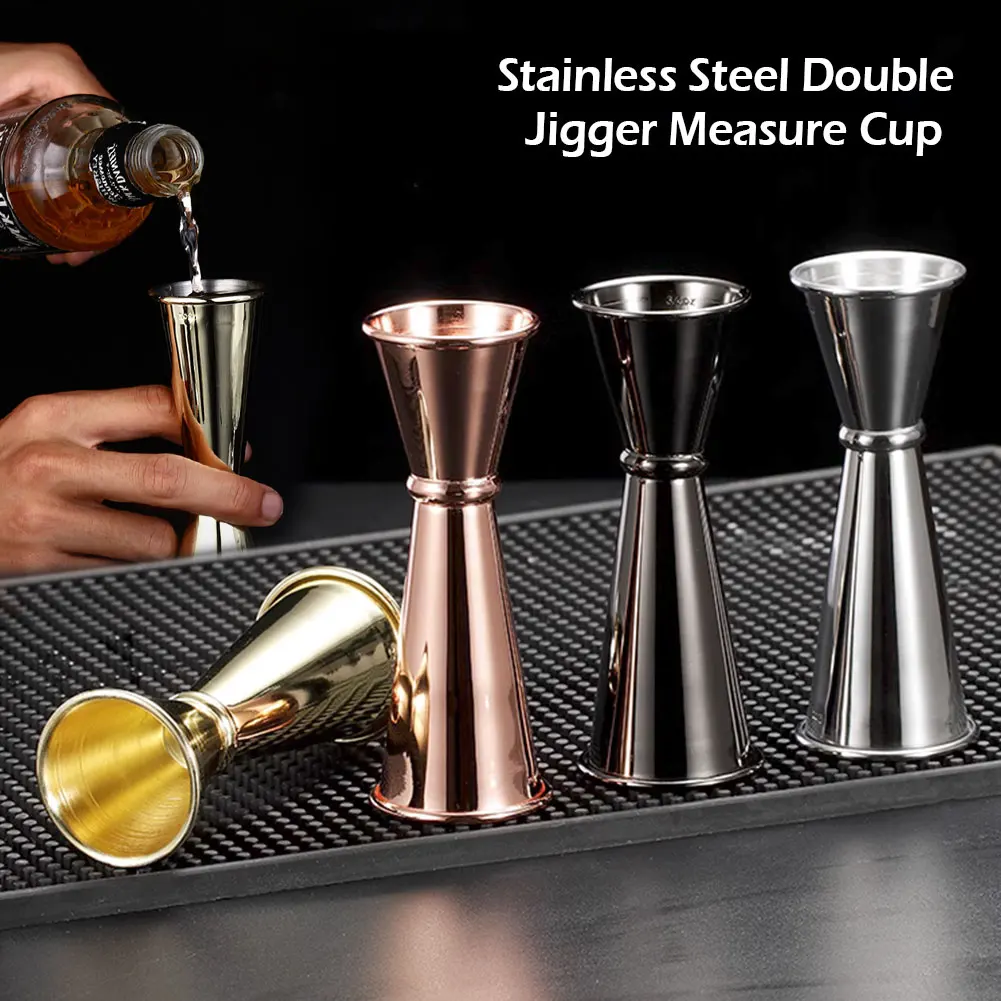 30-60ml-New-Dual-Shot-Stainless-Steel-Measure-Cup-Cocktail-Shaker-Drink ...