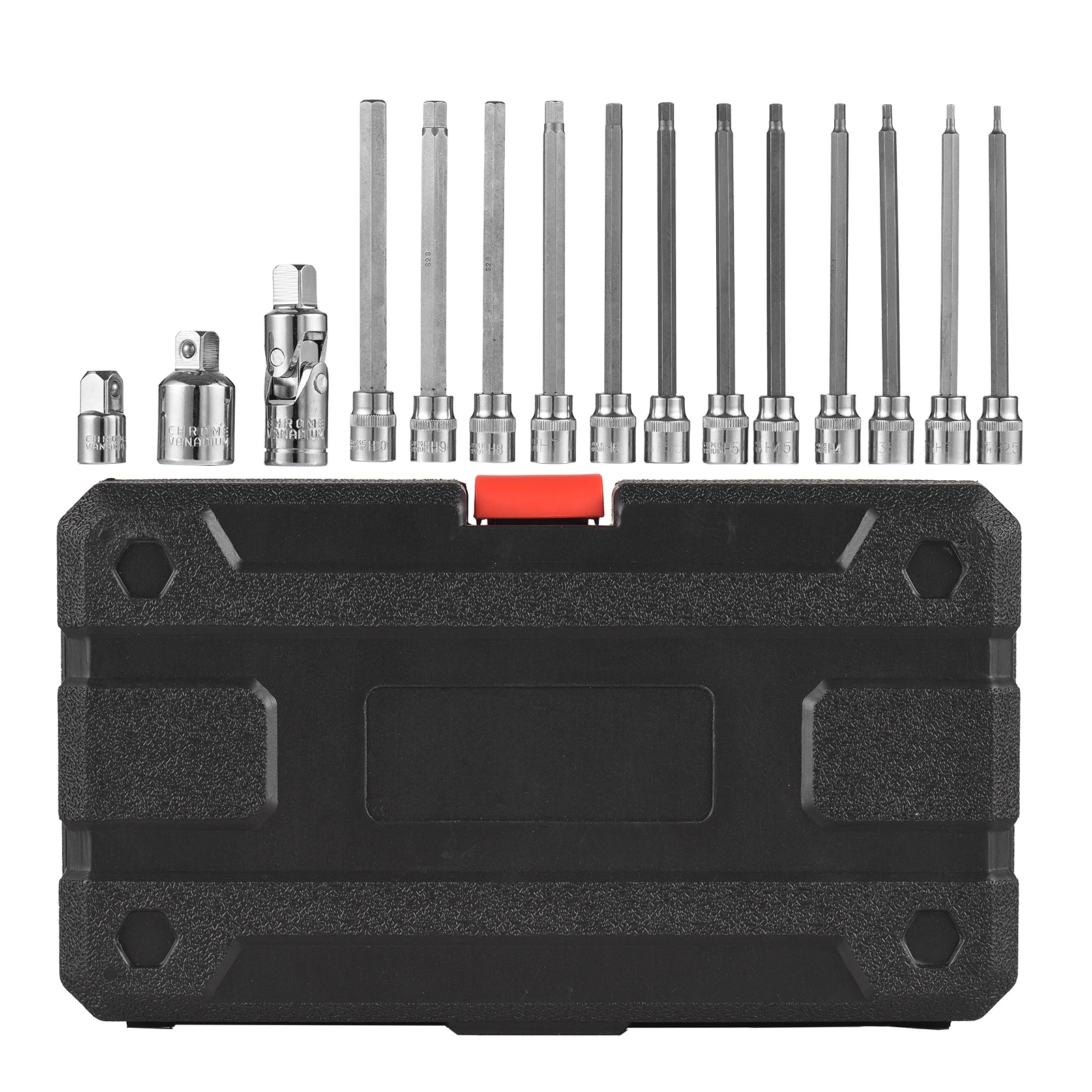 13PCS 3/8” Drive Metric Extra Long Allen Hex Bit Socket Set 10 Pieces ...