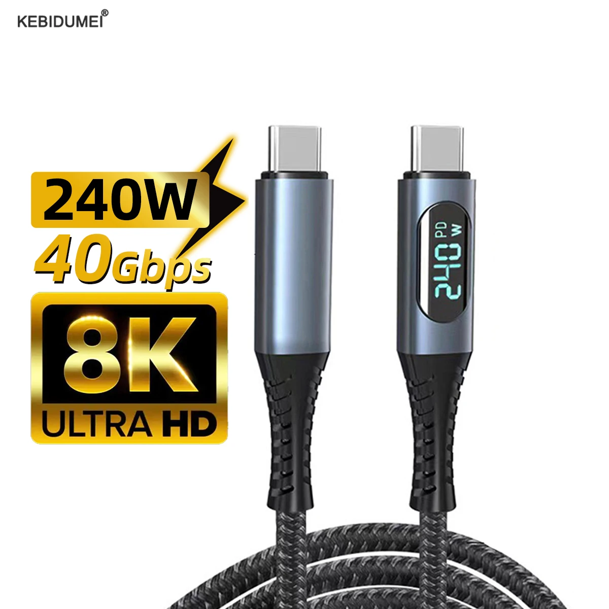 240W USB Cケーブル,4.0 C,8K,60Hz,タイプCからc,40gbps,データ転送,macbook pro,Nintendo ...