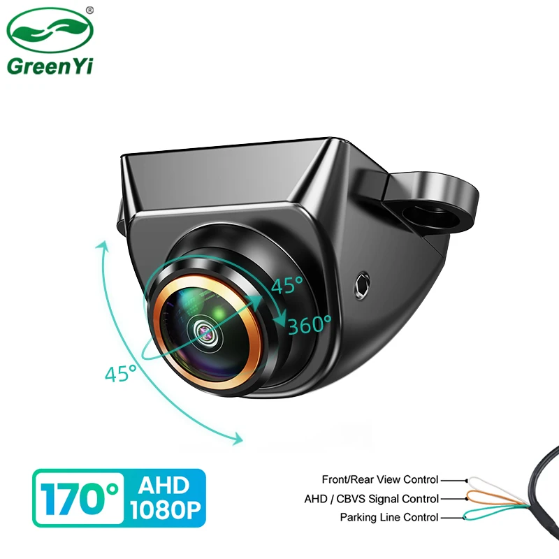 GreenYi-170-AHD1080P-Car-Front-Rear-View-Camera-360-Adjustable-Fisheye ...