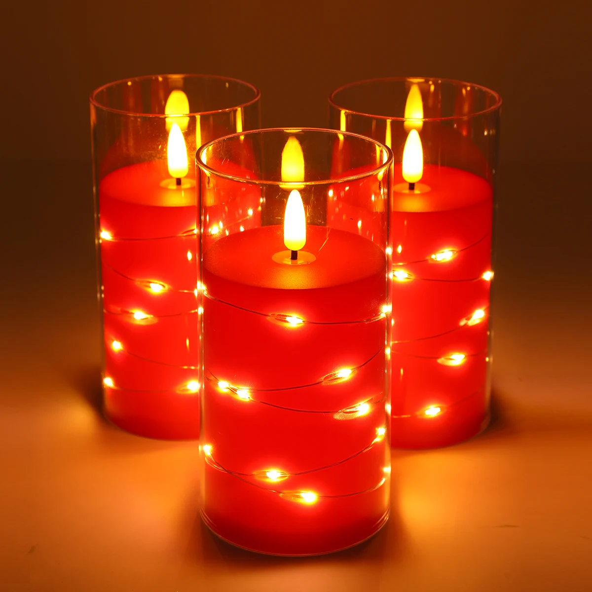Red-Acrylic-Led-Christmas-Flameless-Electronic-Candle-Light-Christmas ...