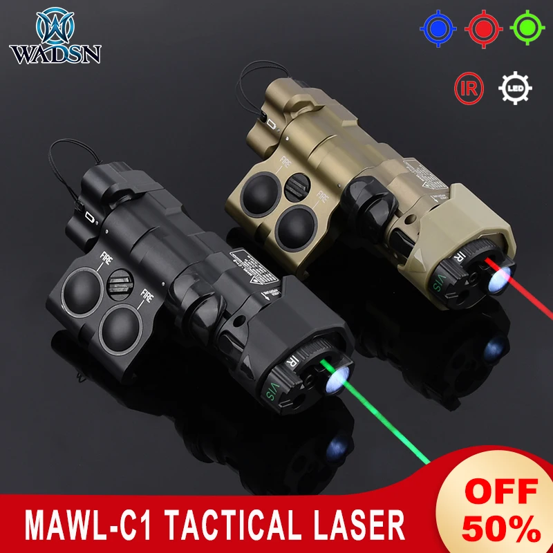 MAWL-C1 Tactical Laser Airsoft Metal CNC Upgraded LED Aiming MAWL Red Green Blue Laser Hunting ...