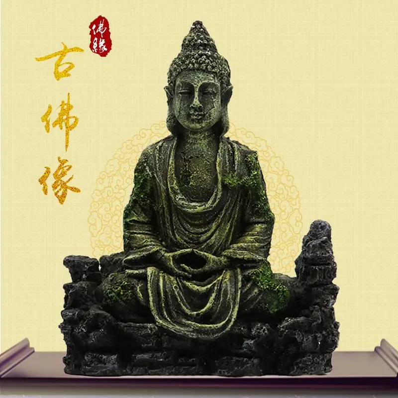 Zen ancient Buddha statue series aquarium resin decoration rockery ...