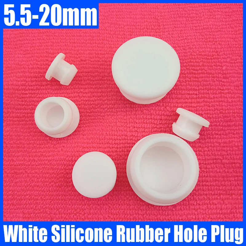 1-10PC-5-5mm-20mm-White-Silicone-Rubber-Cap-Hole-Plug-Cover-Rubber ...