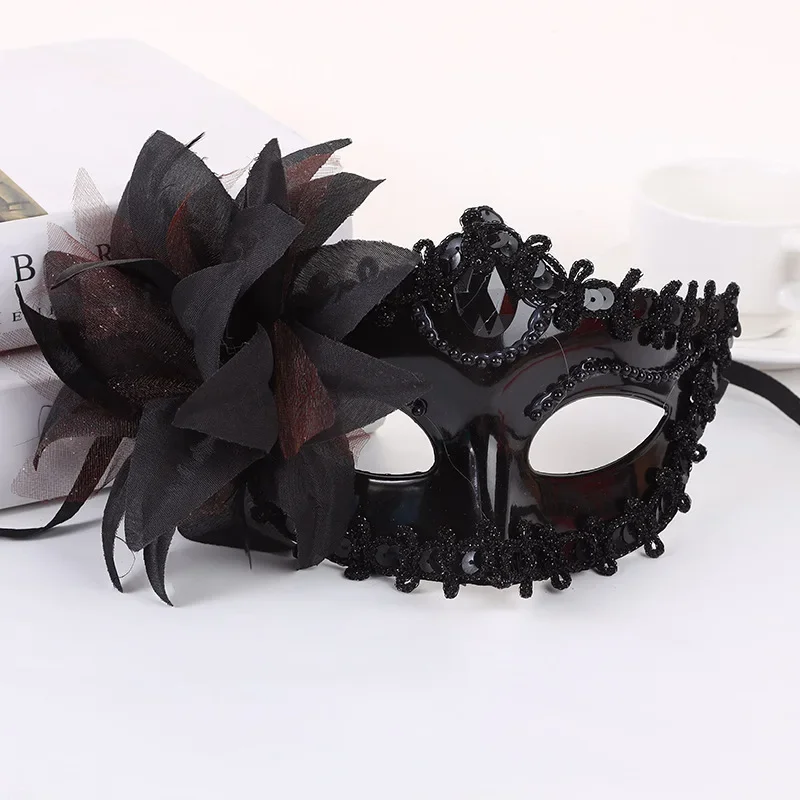 Halloween-Princess-Half-Face-Mask-Masquerade-Ball-Lily-Flower-Mask ...