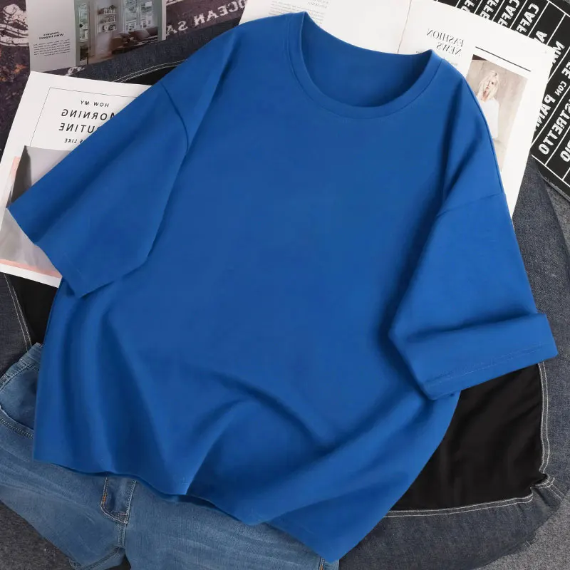 Basic T shirt Women Summer Oversized Solid Short Sleeve Tees Casual ...