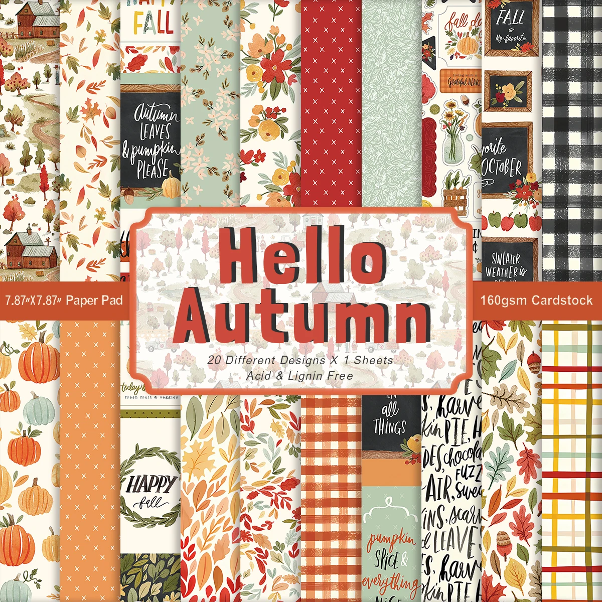 Retro-Autumn-Scrapbook-Paper-Kit-Ab-bora-Maple-Leaves-Animal-Cole-o ...