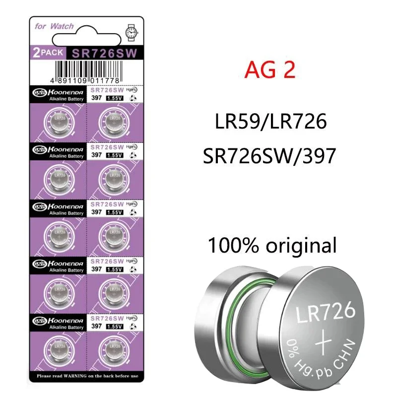 100-original-10PCS-AG2-397-LR726-397A-L726F-SR726SW-1-55V-Lithium ...
