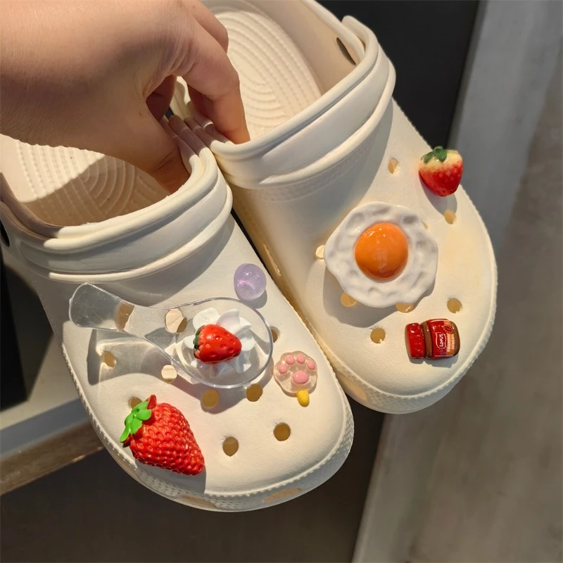 New Strawberry Spoon Charms for Crocs Cute Simulation Ice Cream Shoe ...