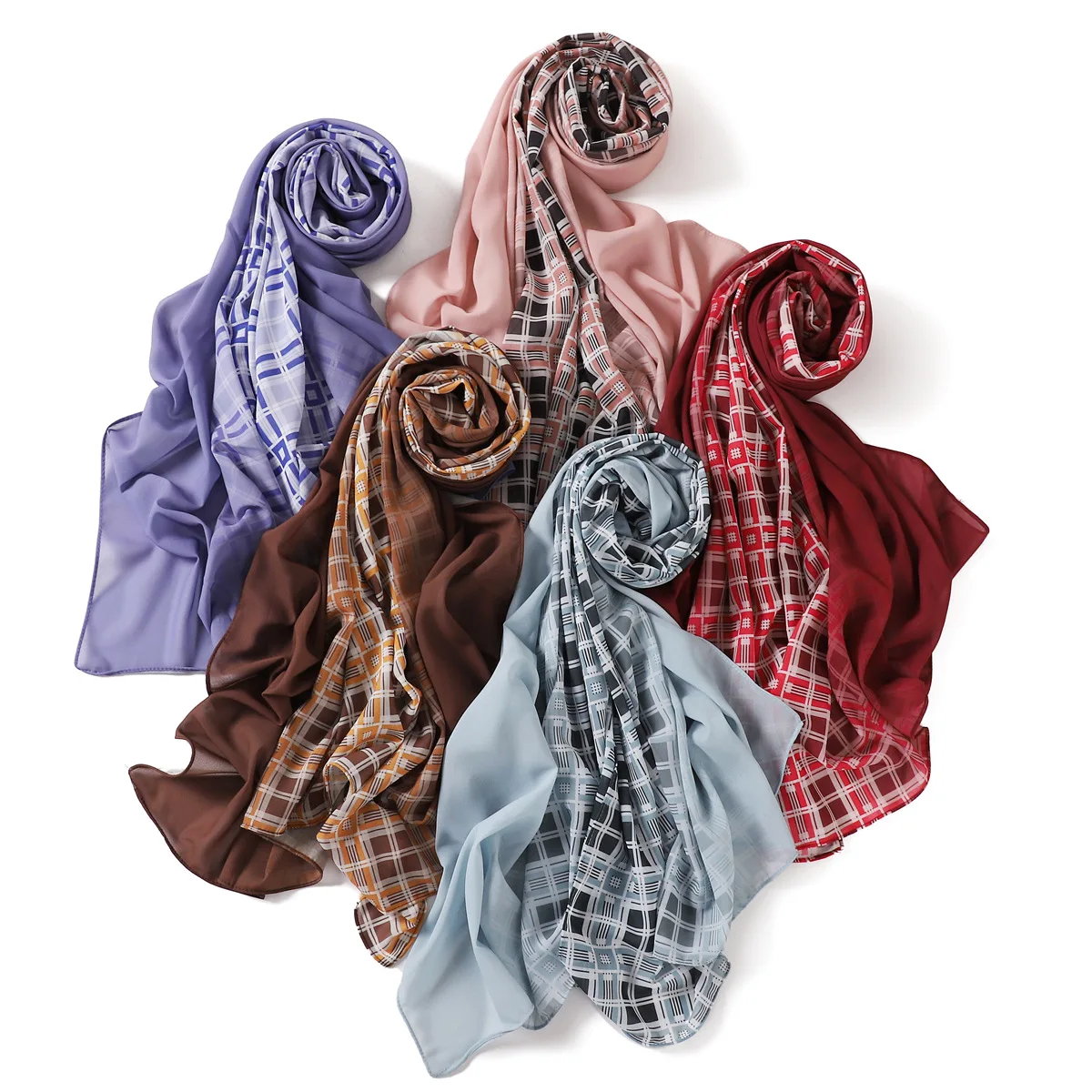 180CM-Big-Size-Scarf-Hijabs-High-Quality-Plaid-Print-Chffion-Shawl-Cape ...