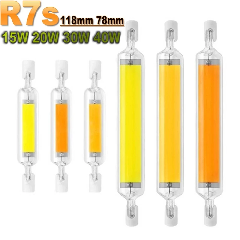 LED R7S 78mm 15W 20W R7S 고강도 스포트라이트, 118mm 30W 40W 110V 220V COB 램프 전구 ...