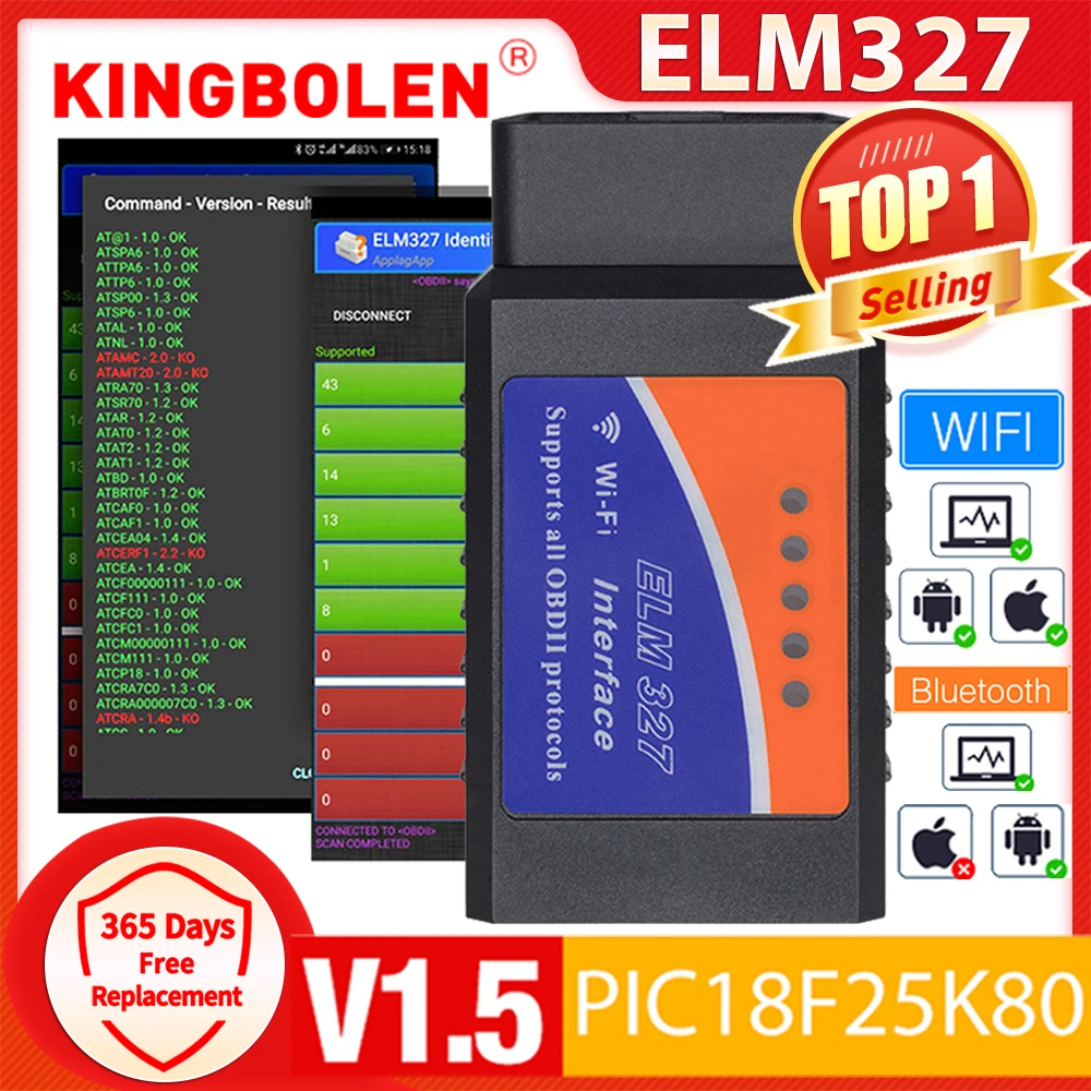 ELM327 V1.5 OBD2 Scanner PIC18F25K80 BT/Wifi ELM 327 OBD Car Diagnostic Tool For Android /IOS PK ...