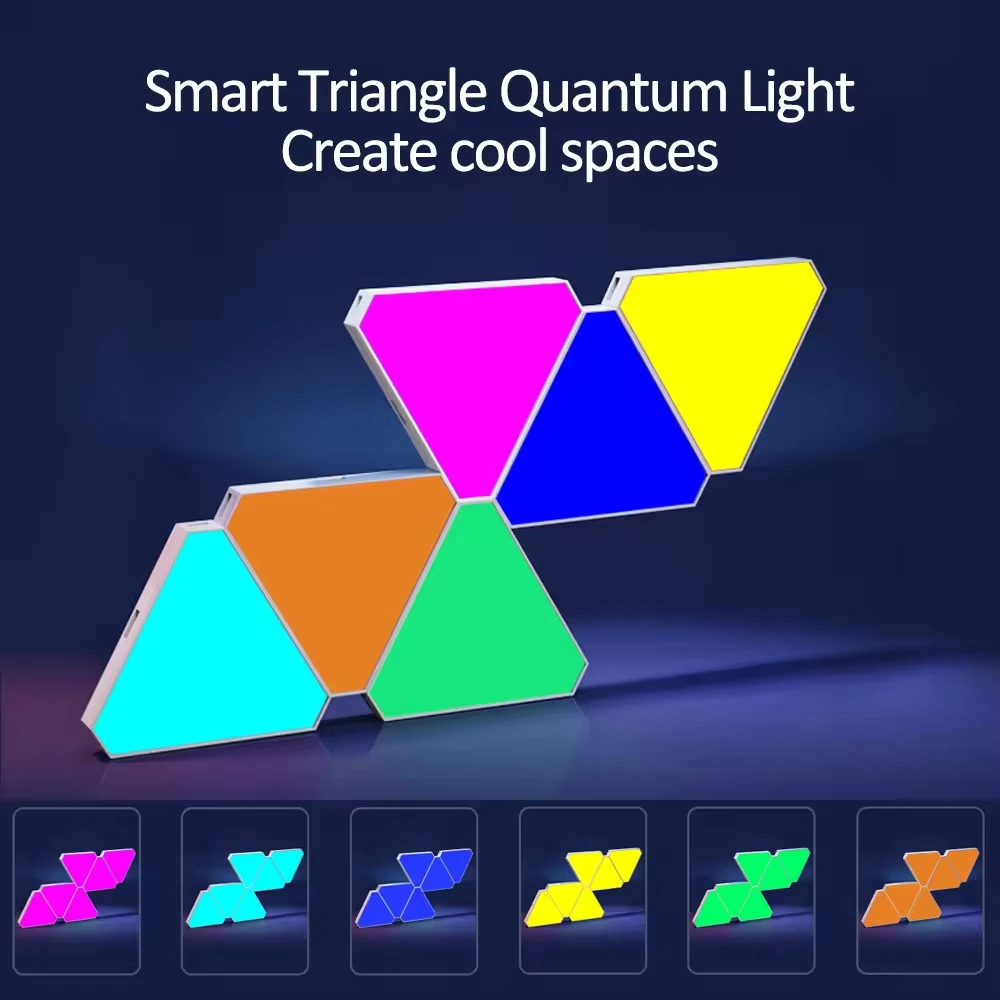6Pcs-Smart-LED-Triangle-RGB-LED-Night-Light-Indoor-Atmosphere-Wall ...