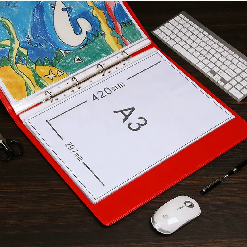 Imitation Leather Binder A3 File Cover 4-ring Binder Folder A3 Paper ...