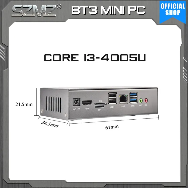 Nimi-mini pc bt3 core i3-4005u com windows 10 pro, 8gb ddr3 ram, 128gb ...