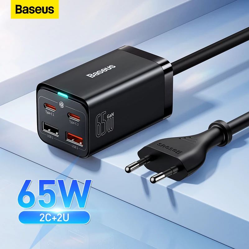 Baseus 65W GaN 충전기, 데스크탑 노트북 고속 충전기, 4 인 1 어댑터, 아이폰 14, 13, 12 프로 맥스용 ...