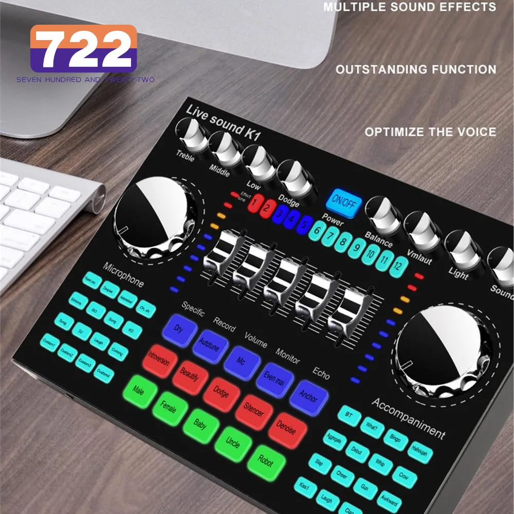 K1 Digital Sound Card Audio Mixer For Computer Laptop Live Condenser ...