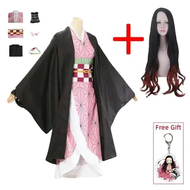Kamado-Nezuko-Costume-Cosplay-Anime-Kimono-Kamado-Nezuko-uniform-wig ...