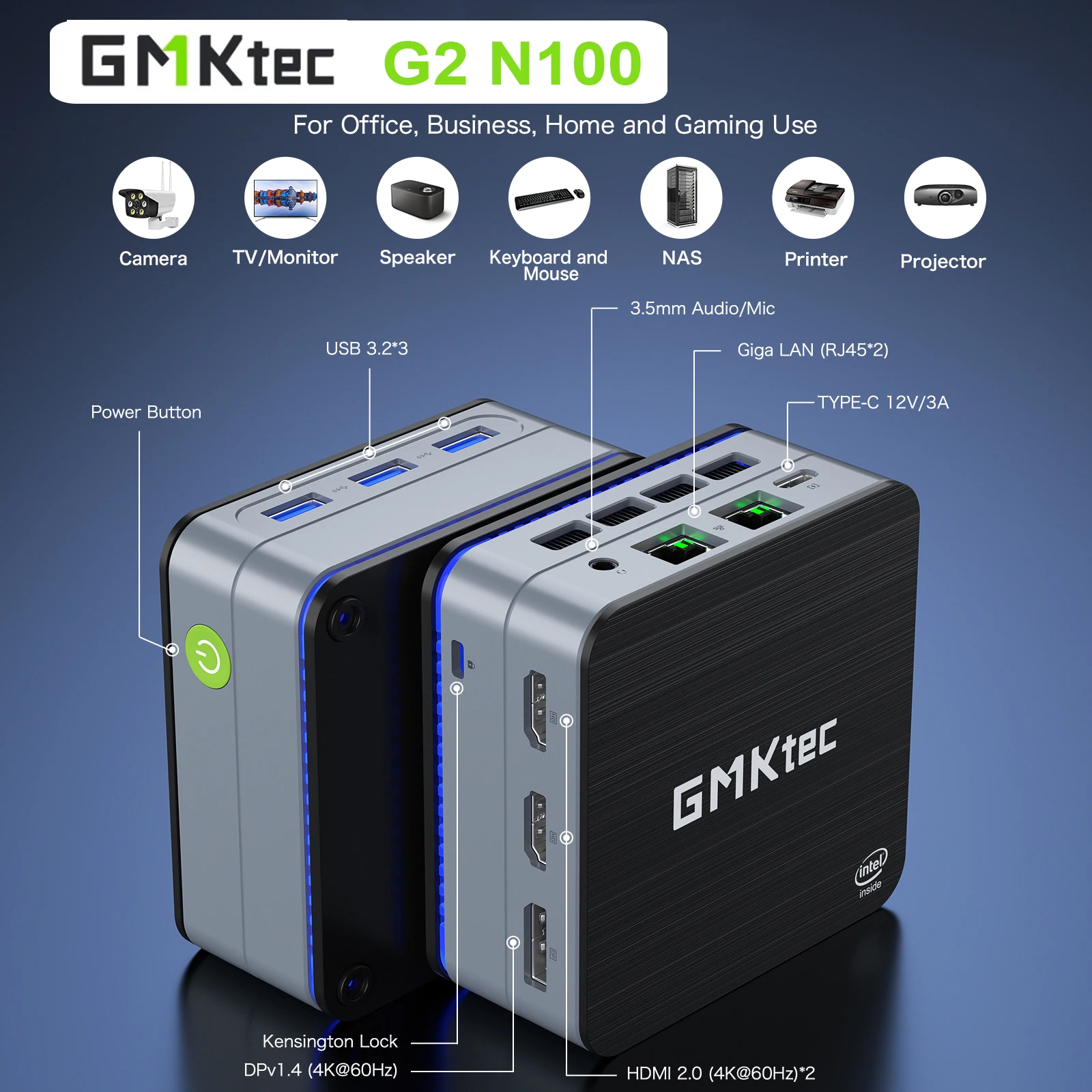 GMKtec G2 N100 Windows 11 PRO Mini PC 12GB DDR5 NVME SSD WiFi 6 BT 5.2 ...