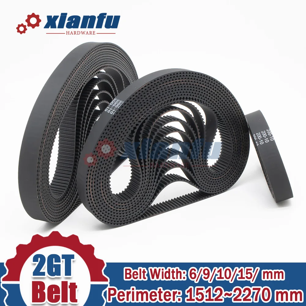 2GT Closed Loop Timing Belt Perimeter 1512 1520 1524mm 2M Rubber Width ...