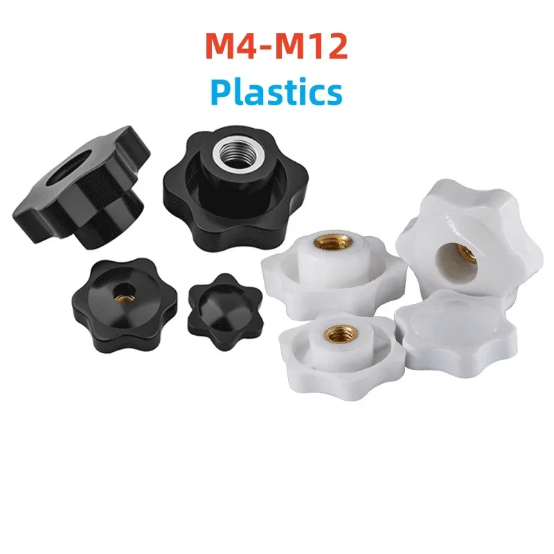 Black/White Bakelite Hand Knob Head Thumb Nut M4-M12 Through/Blind Hole ...