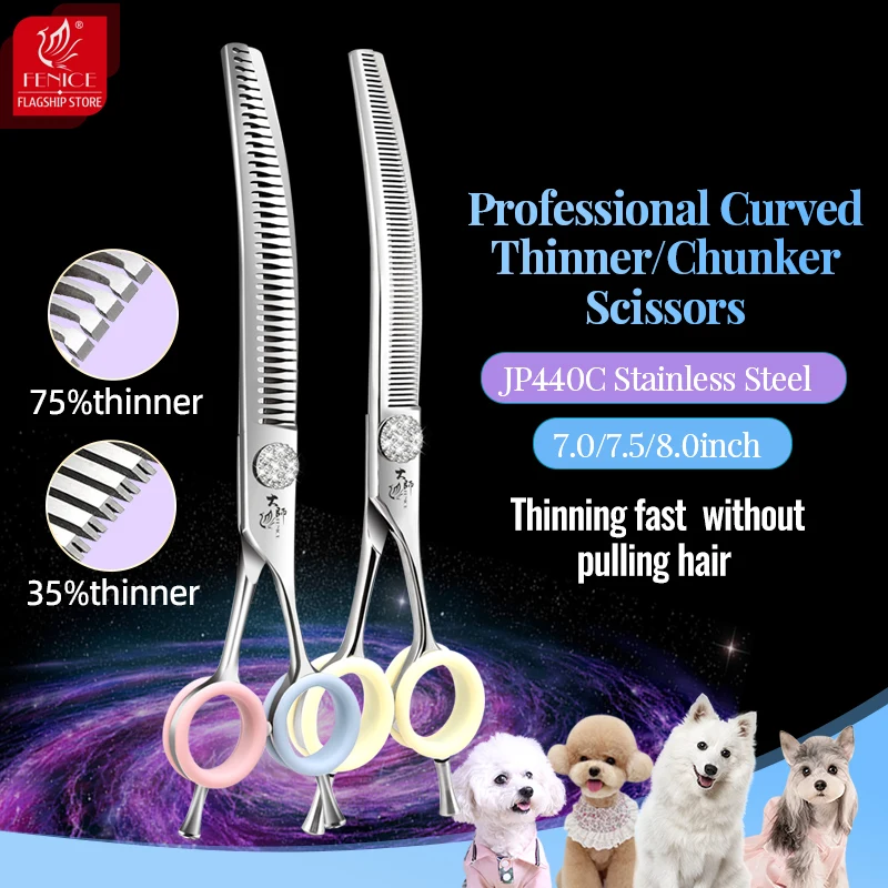 Fenice-Professional-Grooming-Scissors-Diamond-Screw-Curved-Chunker ...