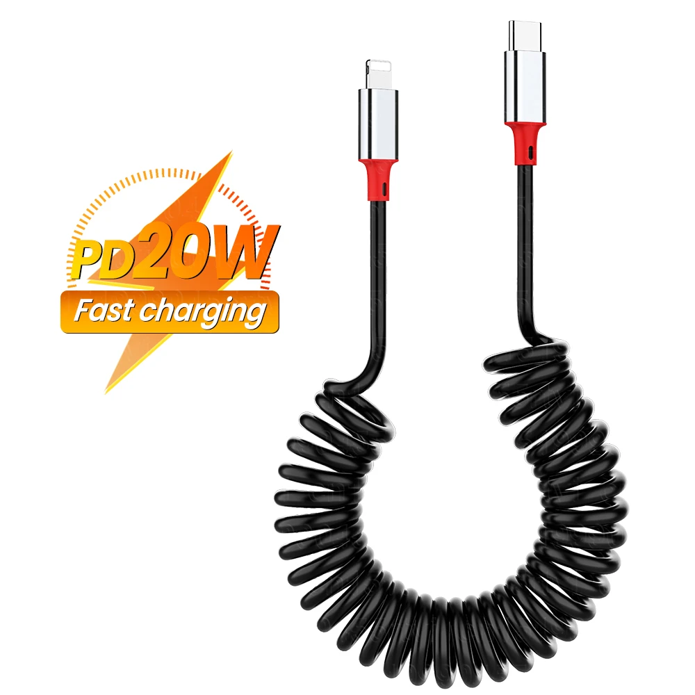 PD 20W Spring USB C Cable Fast Charging Retractable Kable USB C 8-Pin ...