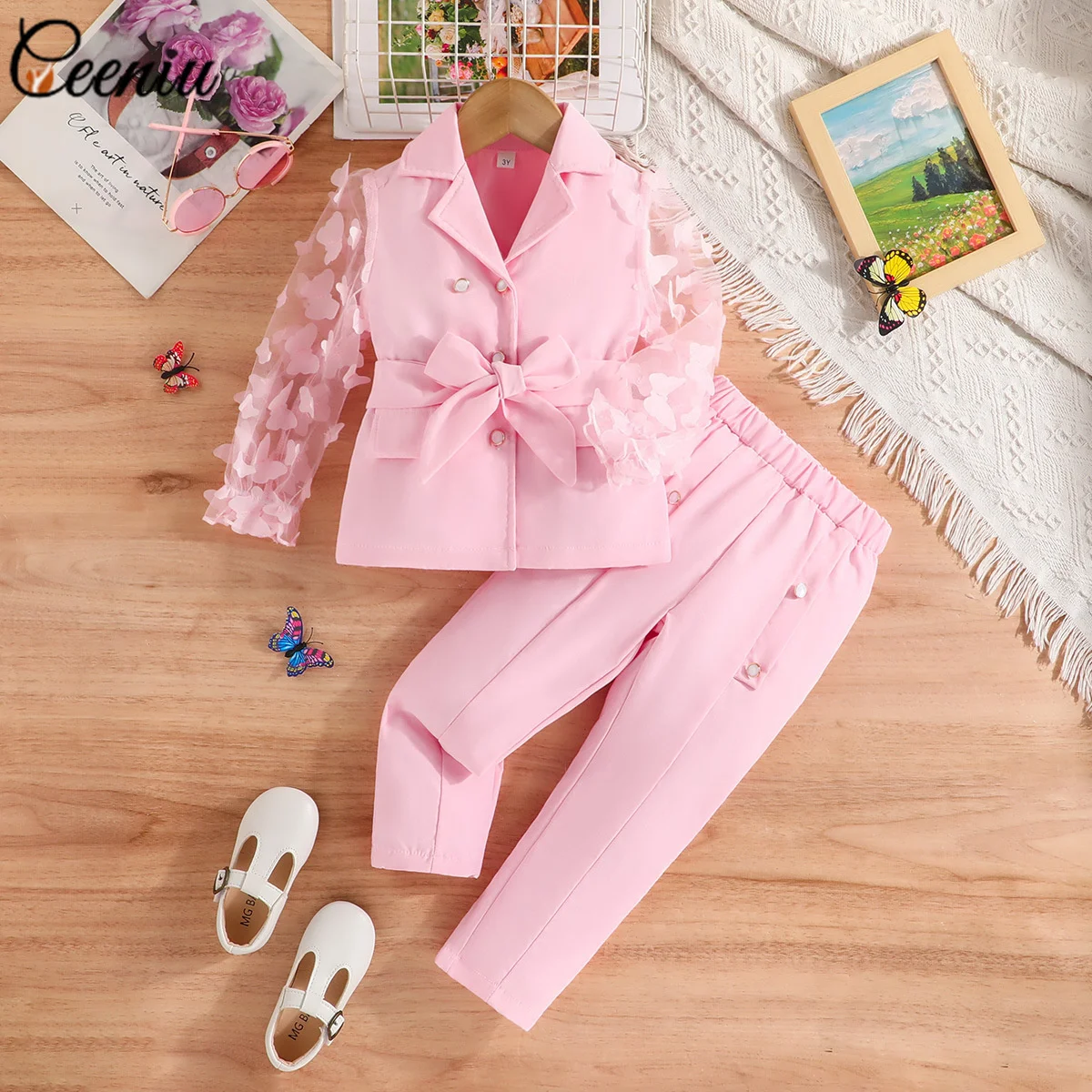 Ceeniu-Kids-Blazer-Suit-For-Girls-Outfit-Butterfly-Sleeve-Blazer-Jacket ...