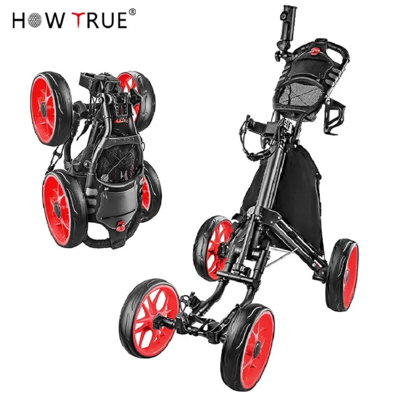 Troli Golf Aluminium Lipat Aloi 4 Roda Tas Golf Troli Tarik Dorong ...