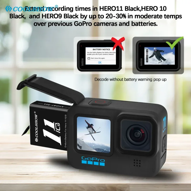 Extended Battery Module For GoPro HERO12, HERO11, Hero10 & HERO9 (BLAC ...