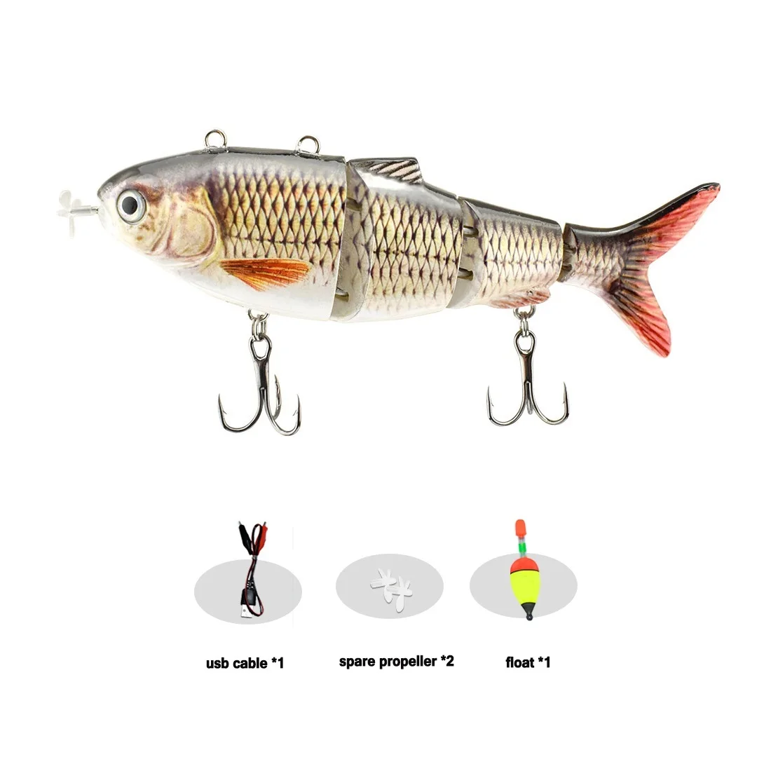 lure Robotic Swimming Lure USB Rechargeable LED Light Multi Jointed ...