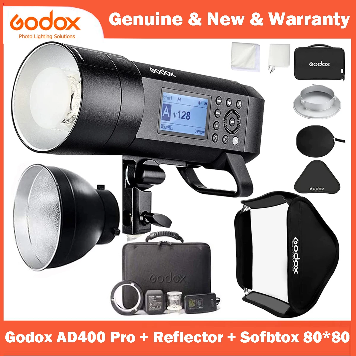 Godox-AD400-Pro-All-in-One-Outdoor-Flash-Strobe-Speedlite-com-refletor ...