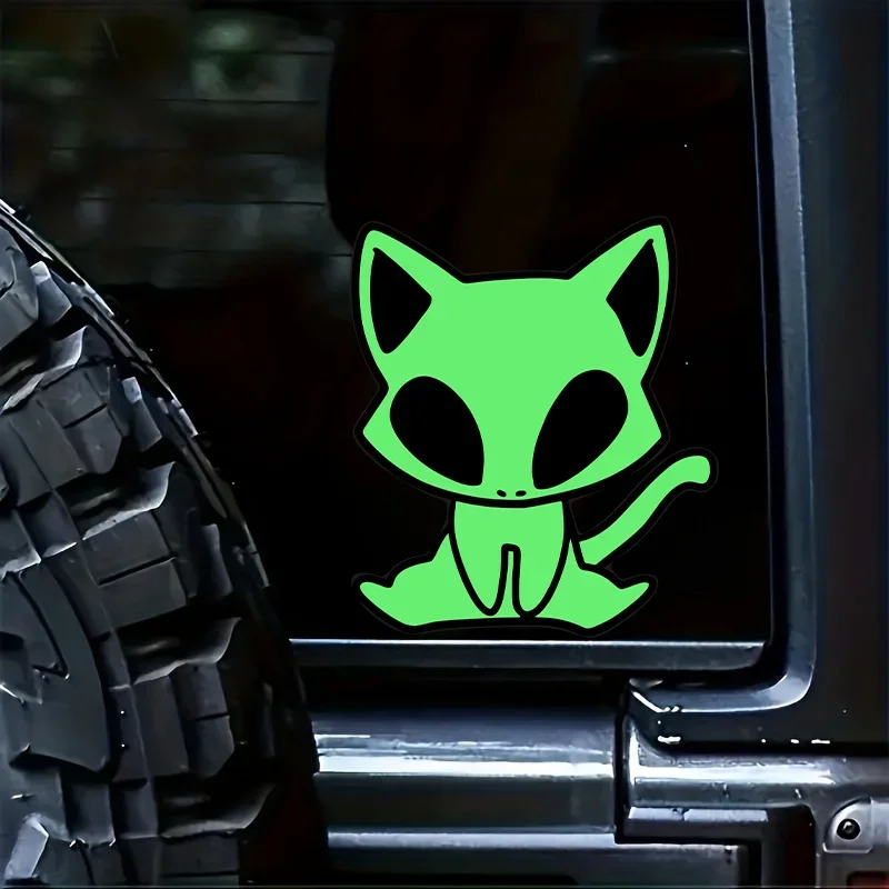 1pc-Alien-Green-Cat-Stickers-Waterproof-Vinyl-Decals-for-Auto-Rear ...