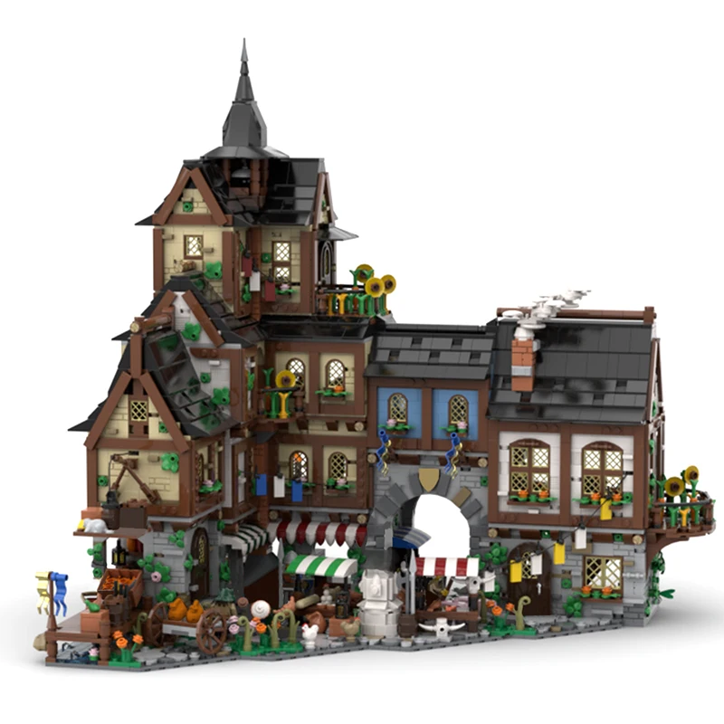 Moc-Medieval-Town-center-Model-con-Bazaar-y-Plaza-Modular-City-Architecture-Building-Blocks-Set ...