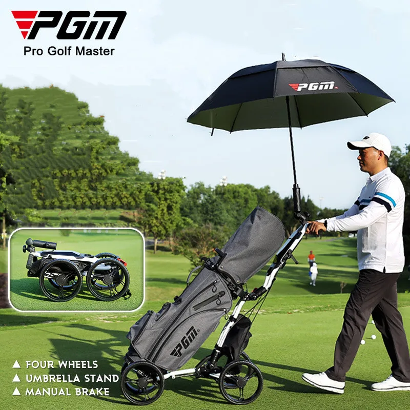 PGM New Golf Foldable Four Wheel Ball Cart Handcart Umbrella Frame ...