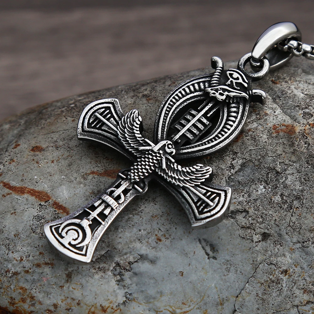 Unique Vintage Ankh Cross Necklace Unisex Stainless Steel Eye Of Horus ...