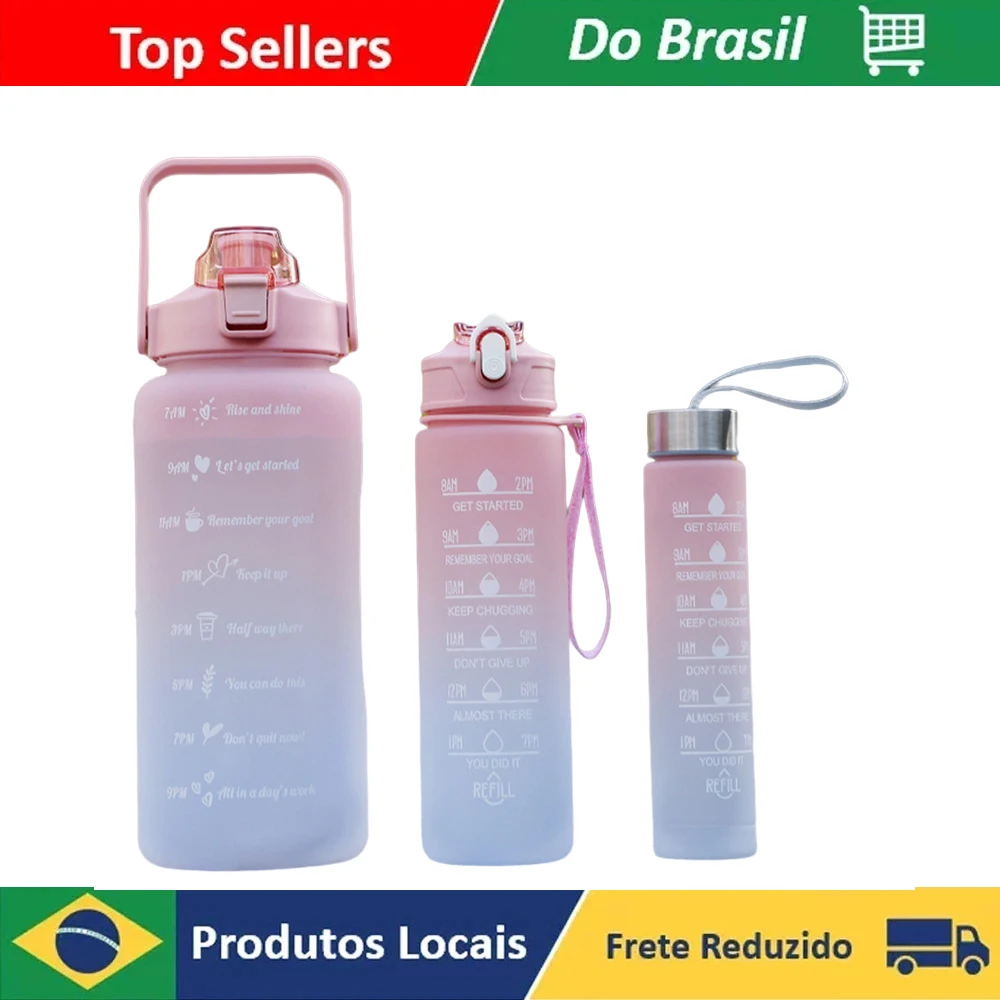 Conjunto inspirador de garrafas de água 500 ML 900 ML 2000 ML Cor Aleatória Portátil Garrafa de ...