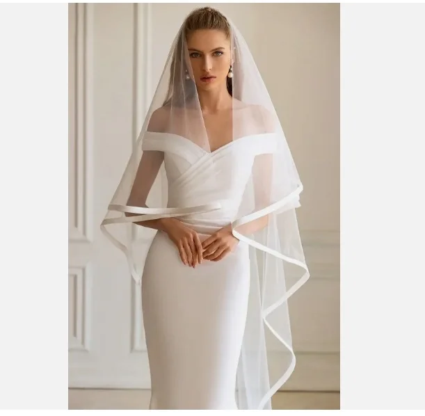 Bride-s-solid-color-edging-plain-gauze-hair-comb-double-layered ...