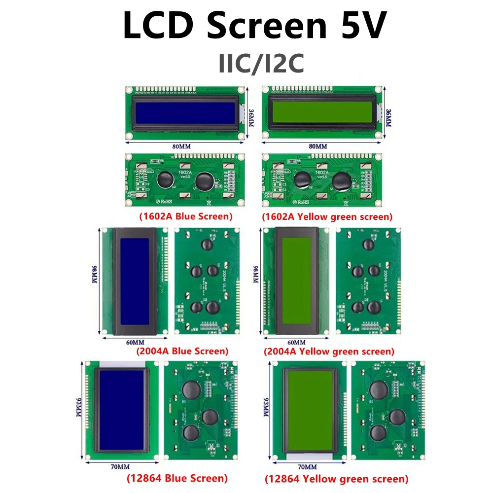 1602A-2004A-12864B-LCD-screen-5V-LCD-with-backlight-IIC-I2C-blue-screen ...