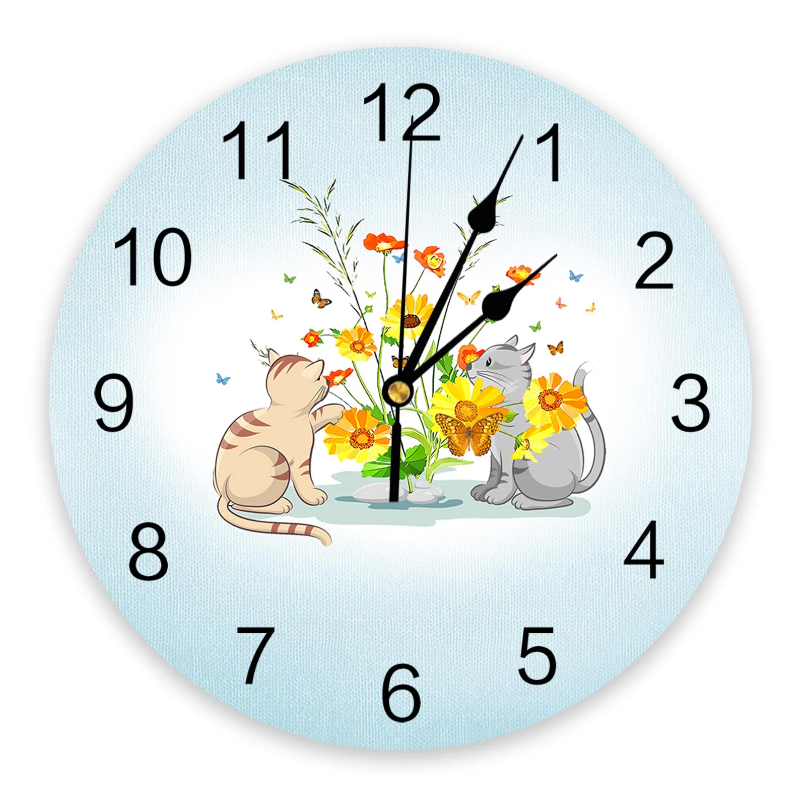 Flower-Kitten-Butterfly-Leaf-Gradient-Large-Wall-Clock-Dinning ...
