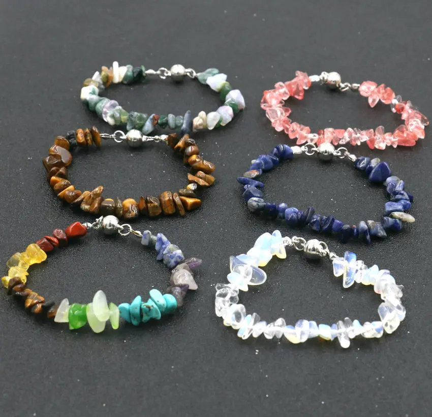 Pulsera de piedra de Chip Natural para mujer, pulsera de piedra ...