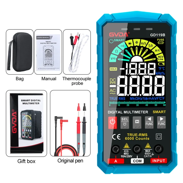 GVDA NEW Generation 600V Digital Multimeter Ture RMS AC DC NCV Smart ...